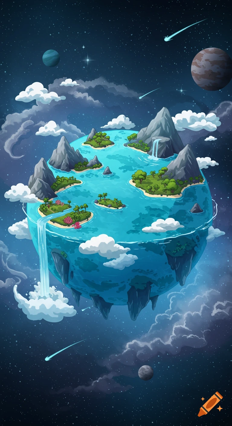 Vibrant, detailed fantasy landscape with floating islands, waterfalls ...