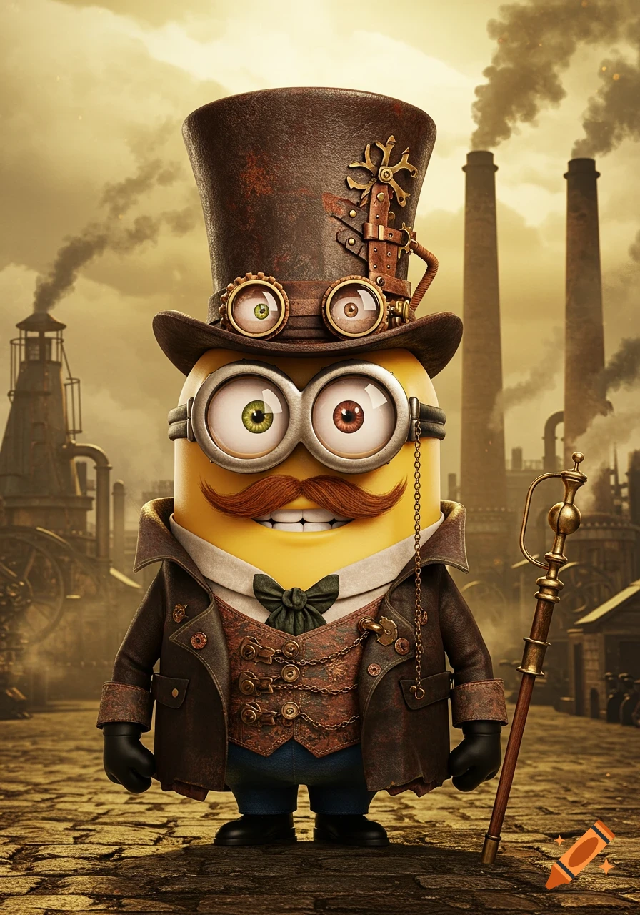 A morbidly obese Minion with a nervous expression farts bright green ...