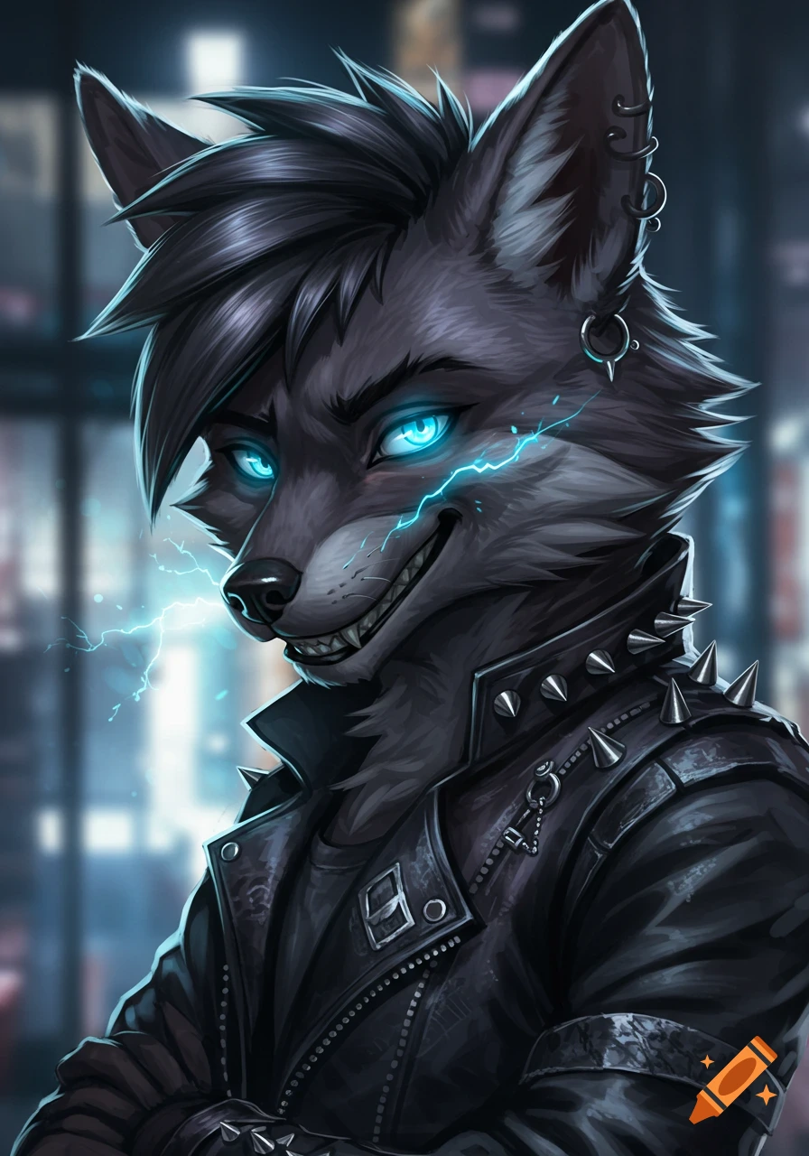 A dark-haired man with cat ears and tail, wearing black, holds a doodle ...