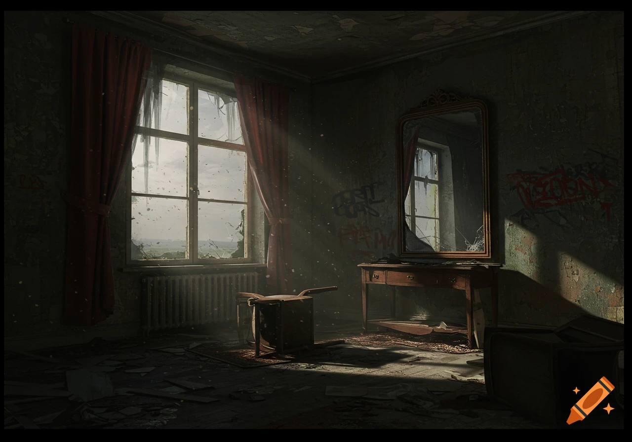 Abandoned foggy department store with old couches on Craiyon