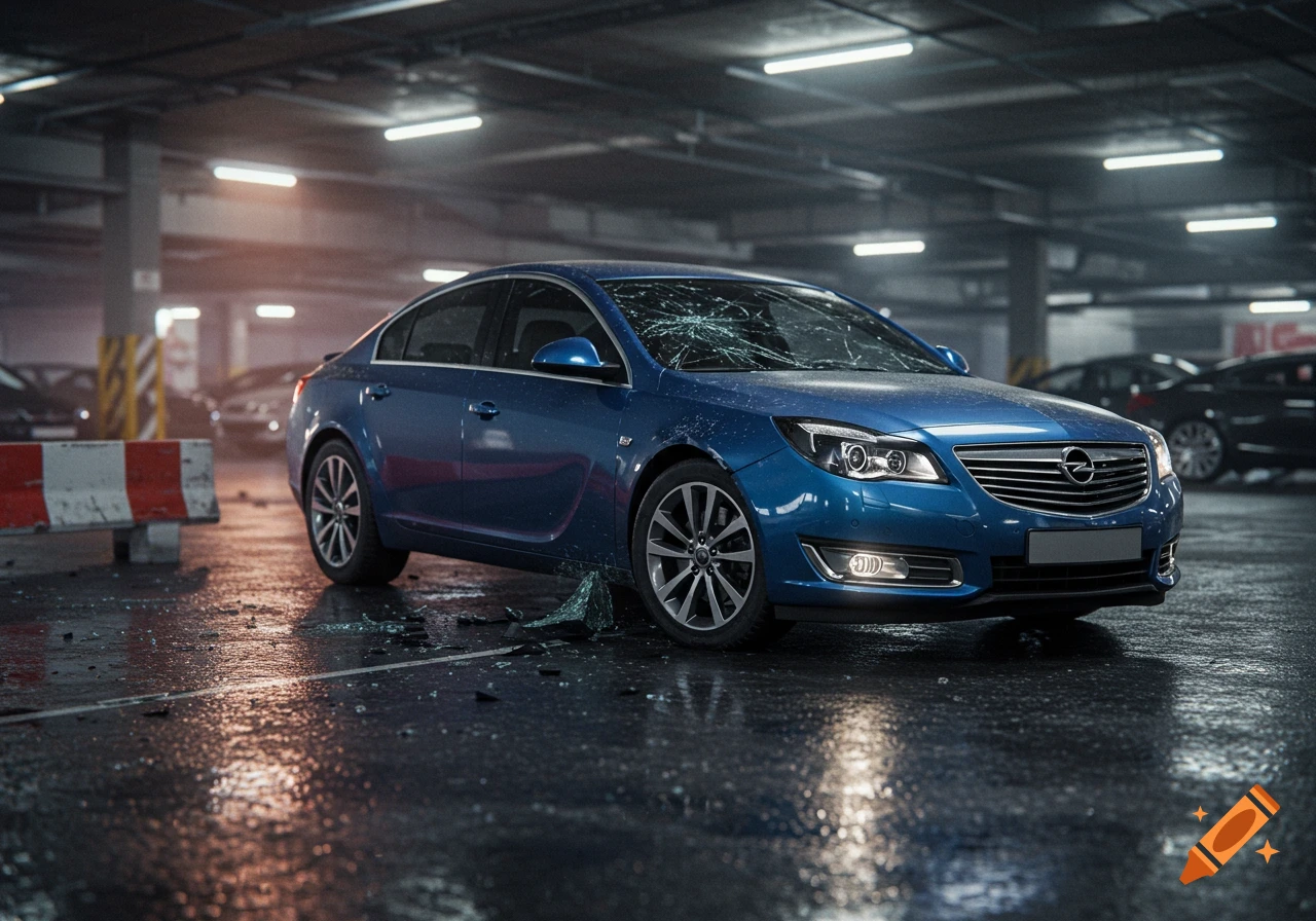 A navy blue 1998 Audi A4 Avant drives fast on a racetrack at night ...