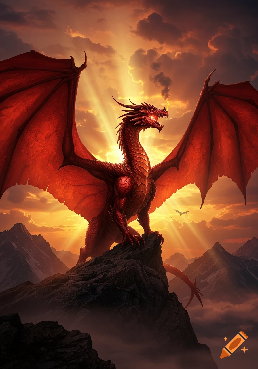 Two green, scaly dragons made of puzzle pieces breathe fire towards ...