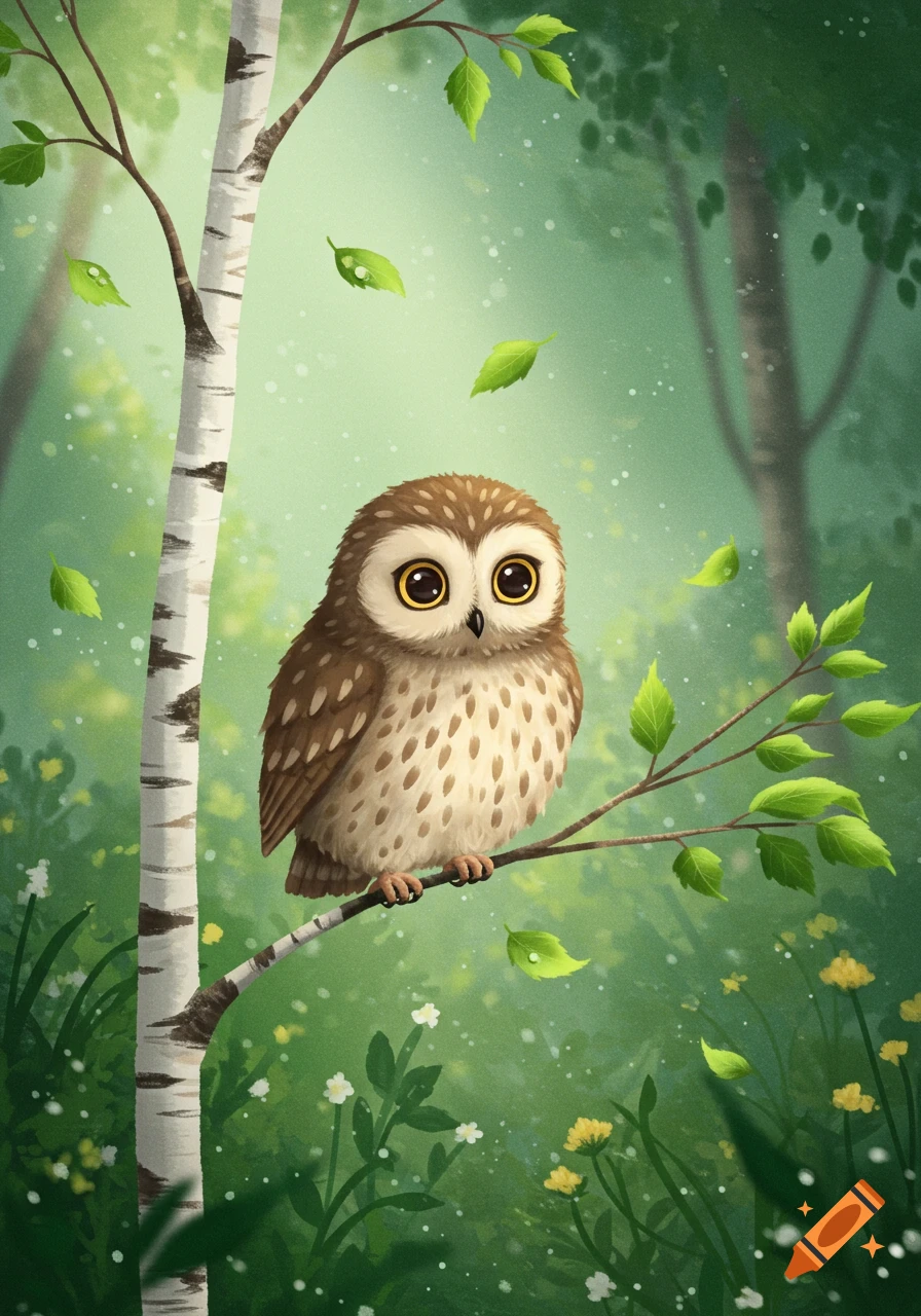 Autumnal Branch, Falling Leaves, White Owl created on Craiyon