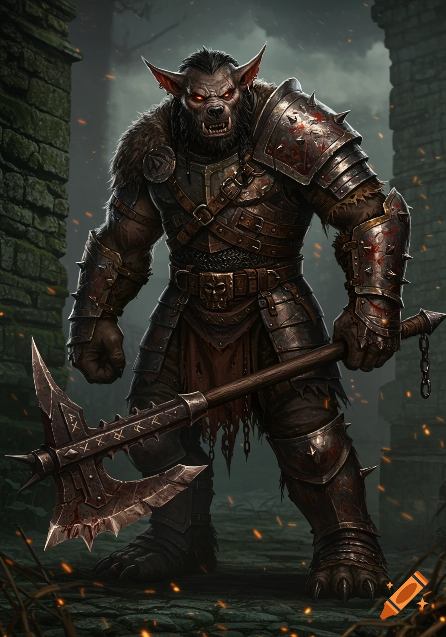 3D printed miniature of a marauder orc on Craiyon