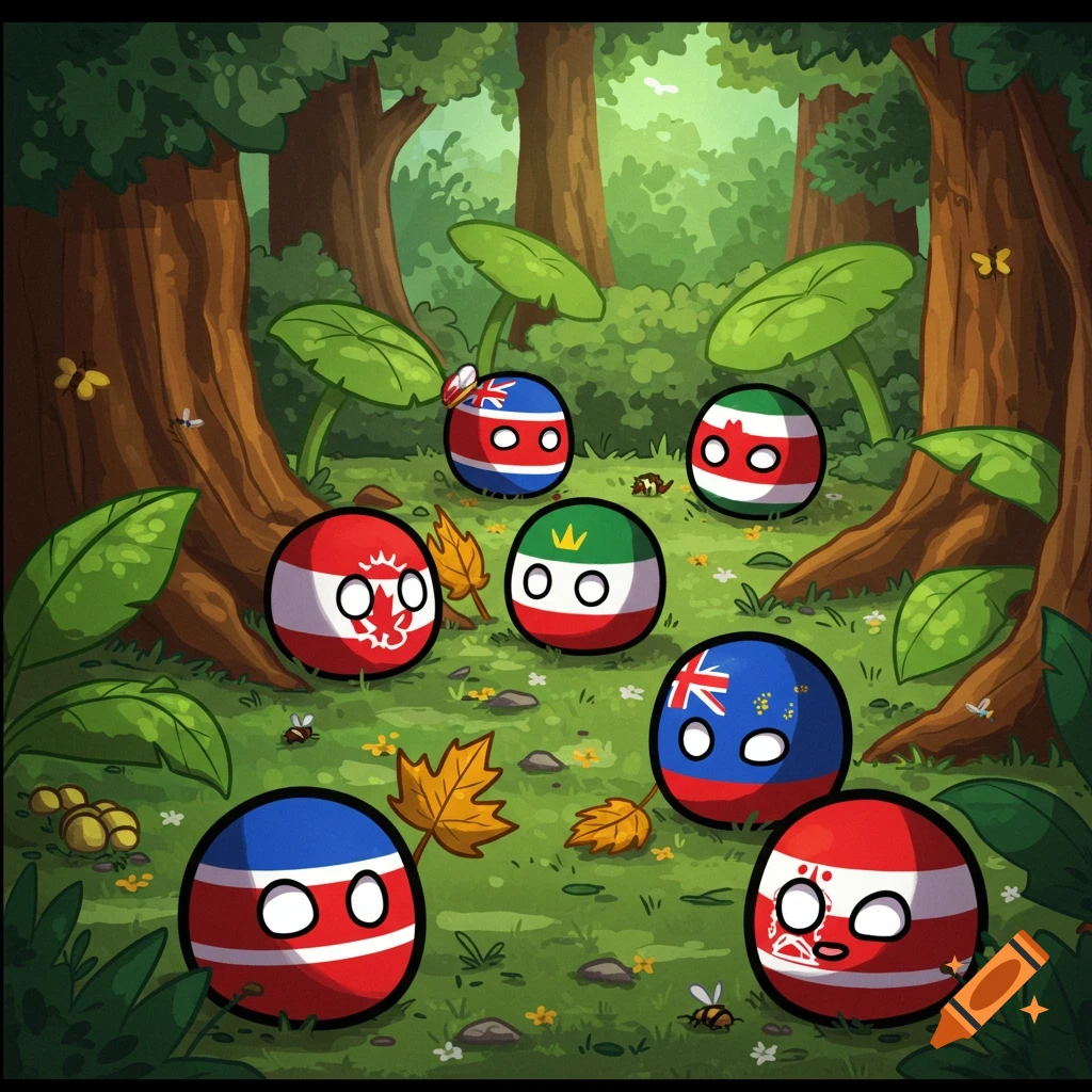 Cartoon USA and Texas countryballs eating tamales under a banner that ...