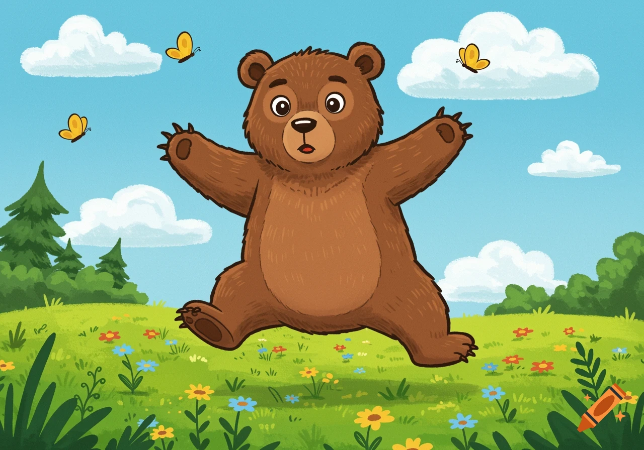 A cartoon bear reading a book and a duck shaped like the letter 'd ...