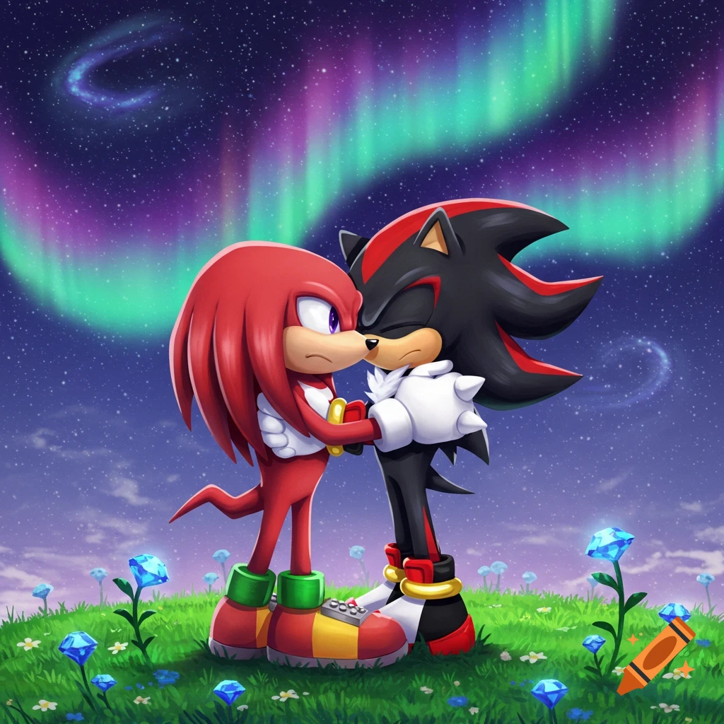 Shadow the Hedgehog and a white-haired female character look at each ...