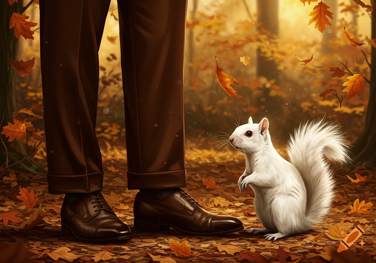 Neil deGrasse Tyson riding a giant squirrel through an autumn forest ...