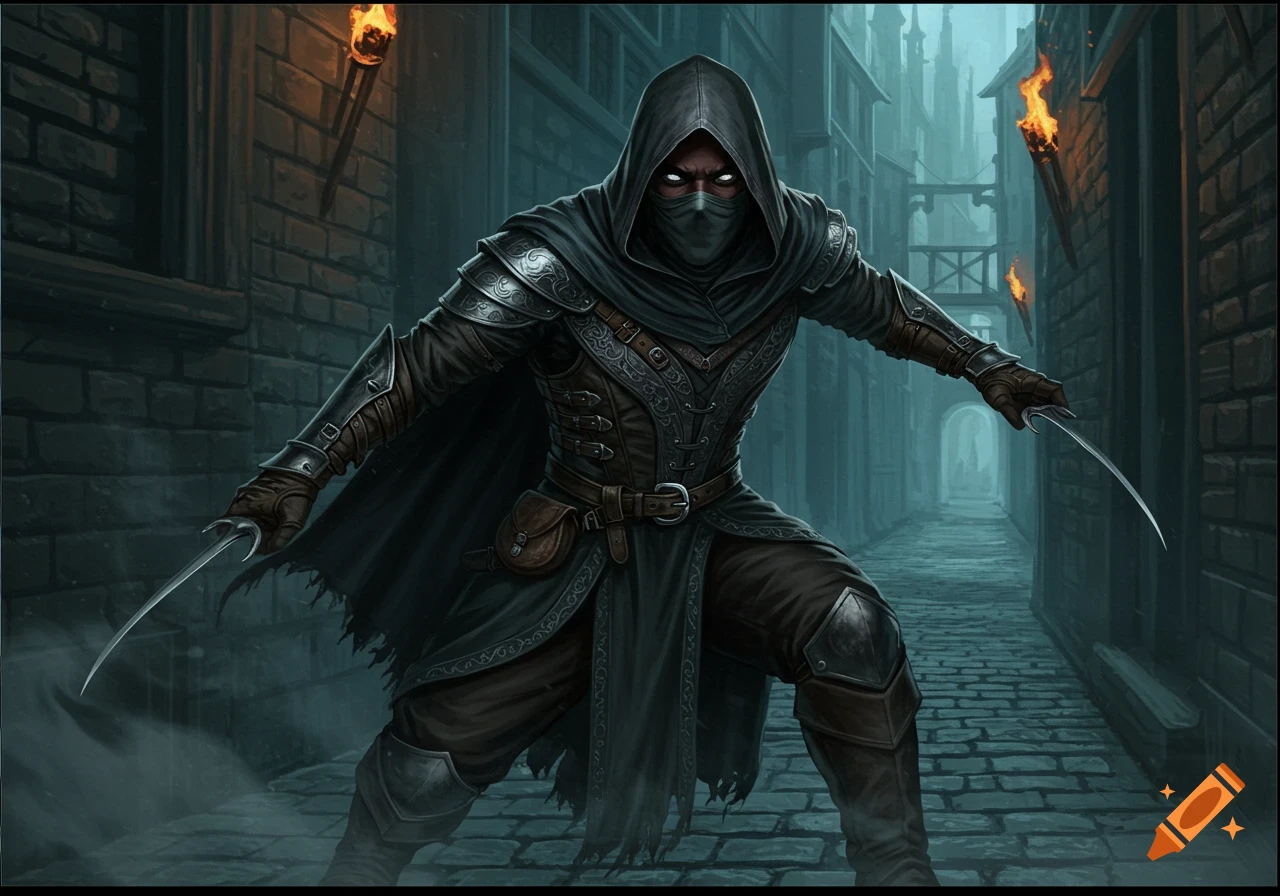 A person stands in a misty courtyard, looking up at a grand gothic ...