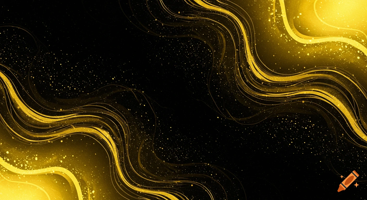 Abstract design with swirling black, white, and gold lines and textures ...