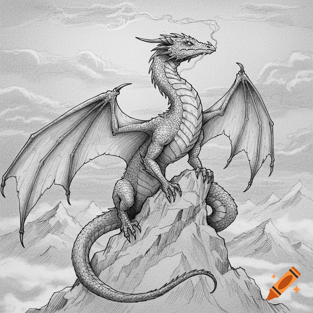 An old ink drawing of a mischievous little devil creature with horns ...