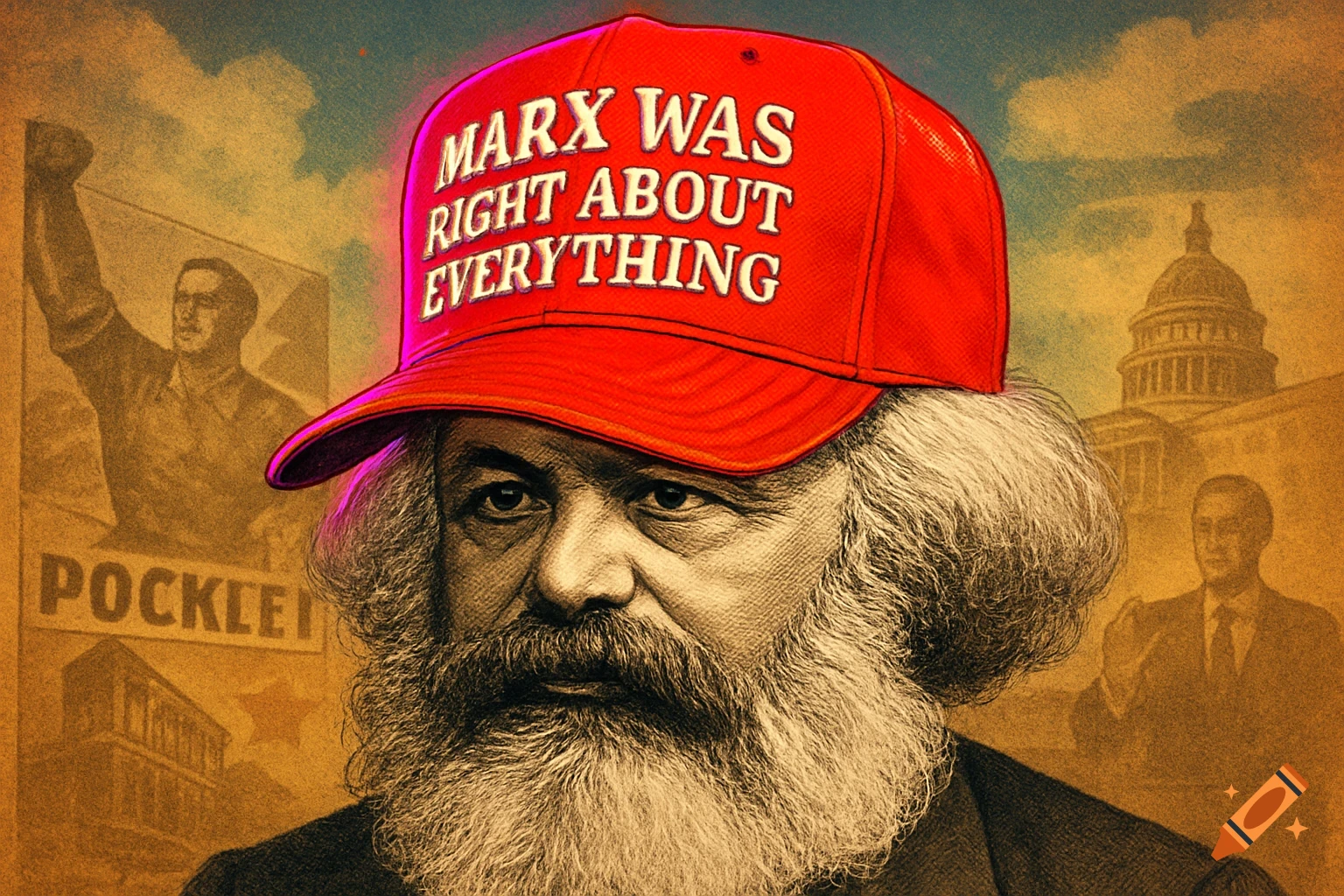 Vibrant, cartoon-style portrait of Donald Trump with an open mouth ...