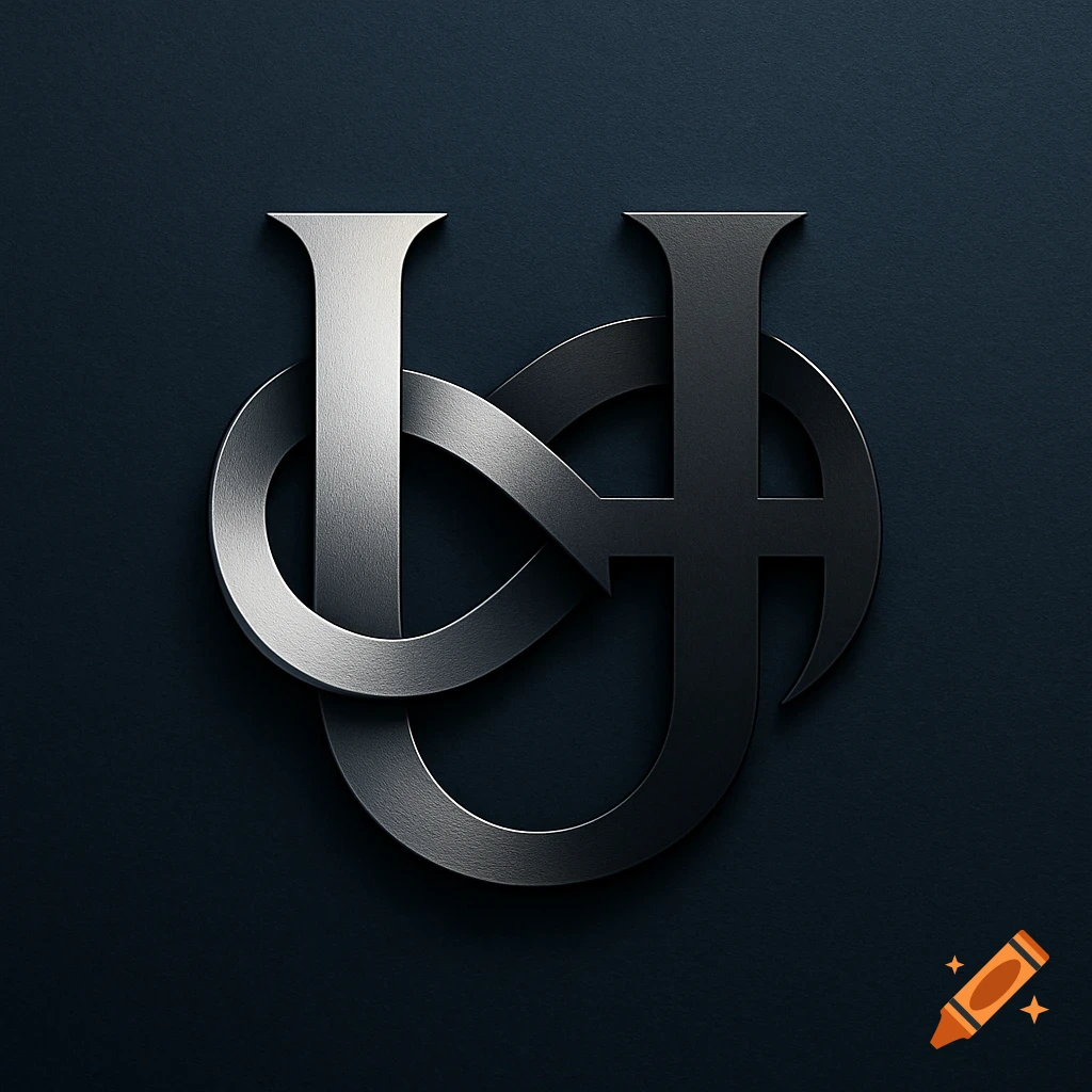 Minimalist silver 'CU' initial logo, intertwined and sleek, on a dark ...