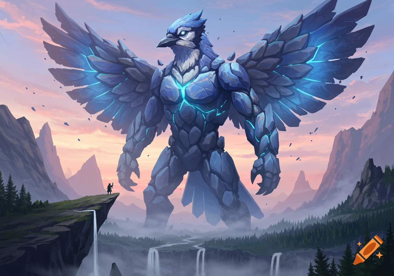 A winged ethereal being with horns floats above glowing water in a ...