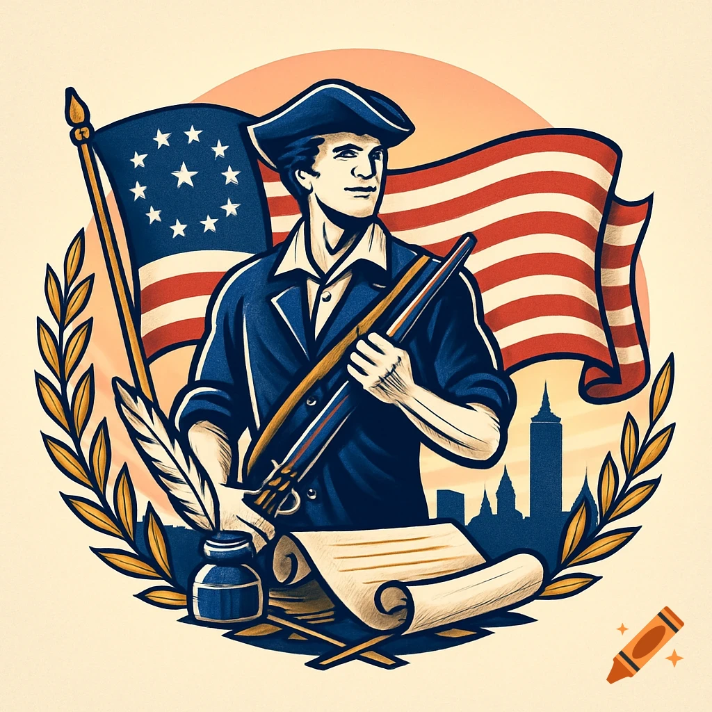 A stylized illustration of an African American soldier in a blue ...