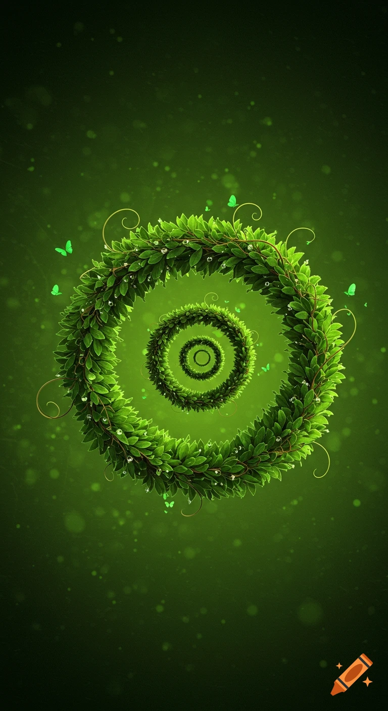 A tall column of vibrant green flame and smoke swirls elegantly upward ...