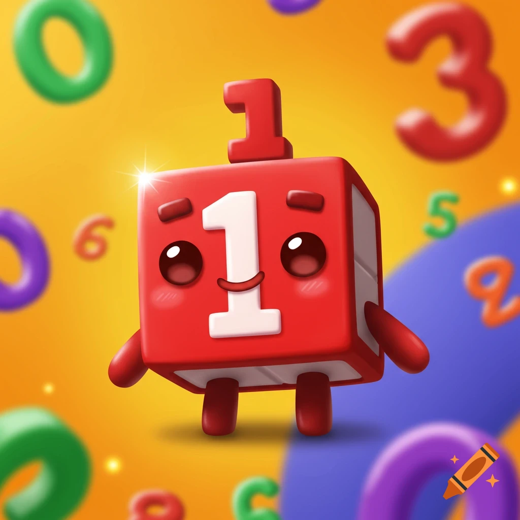 Smiling red Numberblock character with the number 1, standing in a ...