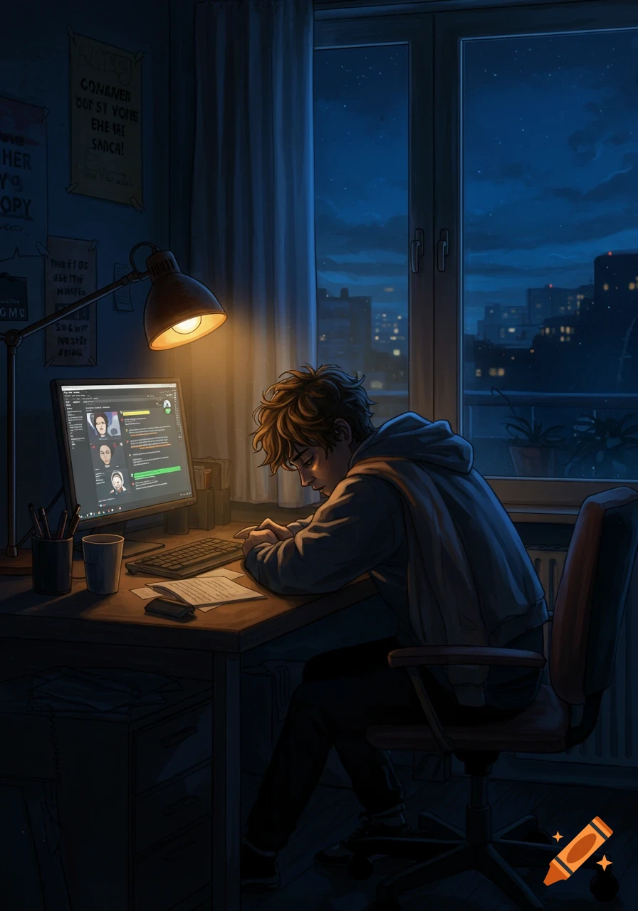 An inviting illustrated office space in an autobody shop, featuring a ...