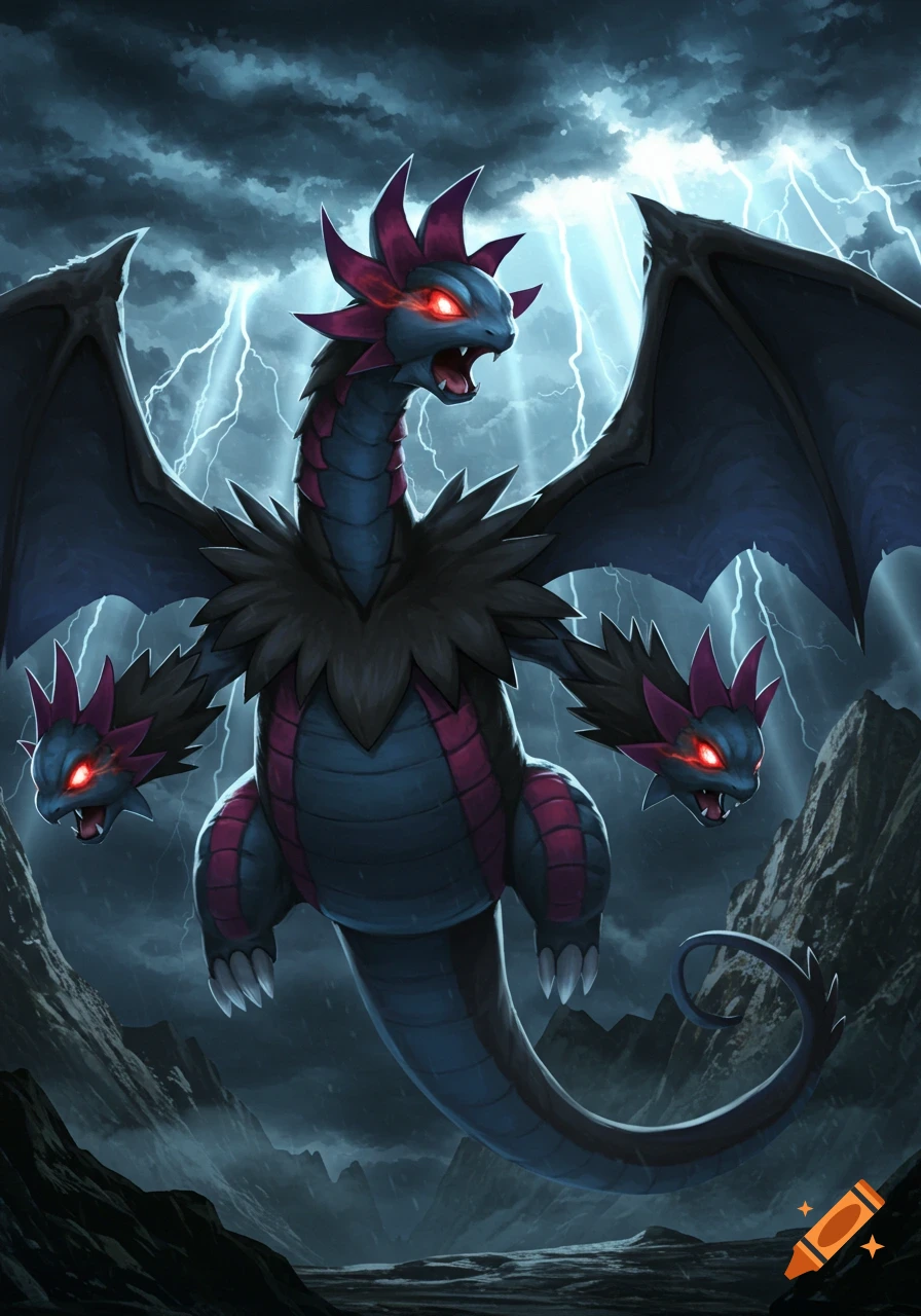 Hydreigon+coloring+sheets created on Craiyon