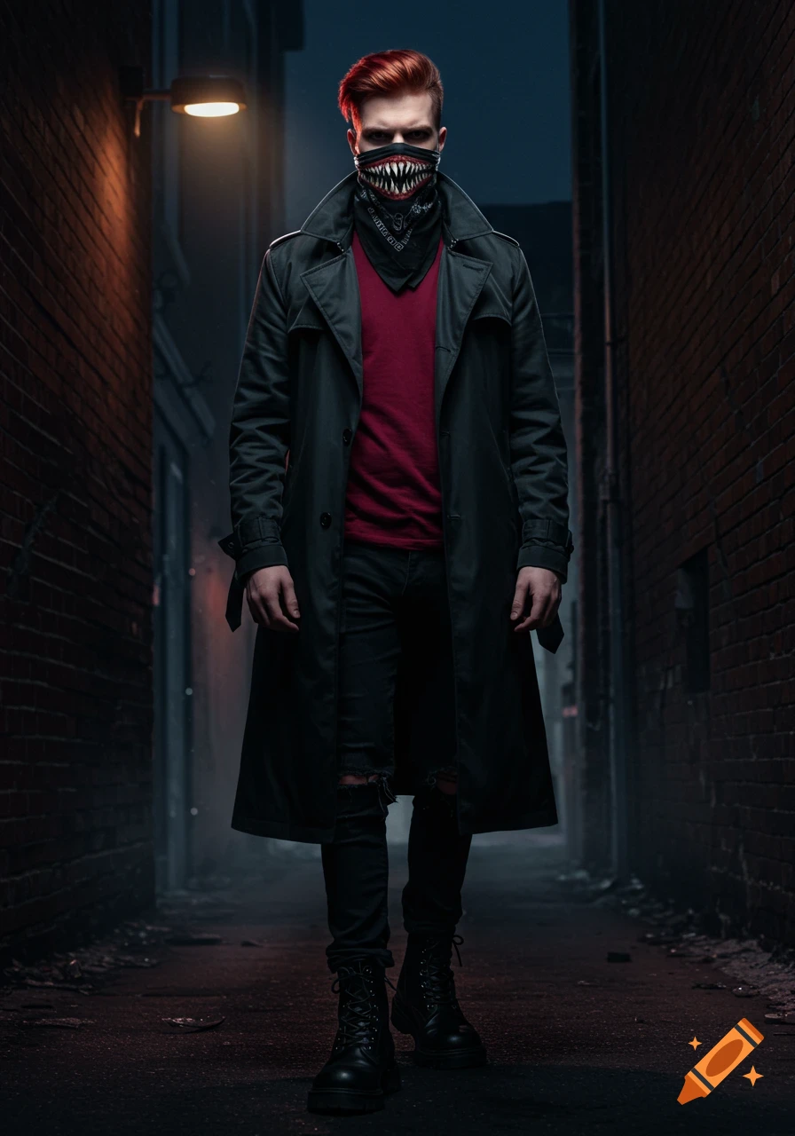 A woman dressed as Harley Quinn with split red and blue curly pigtails ...