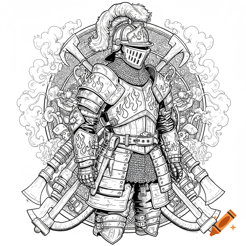 A monochrome illustration of a morion helmet with a horsehair plume ...