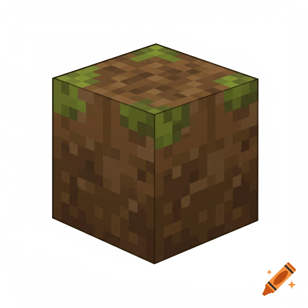 A pixelated Minecraft grass and dirt block with glowing yellow and ...