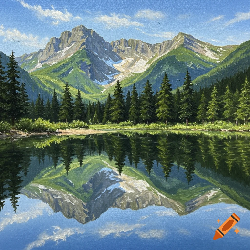 Creepy dark mountain forest landscape in US National parks style on Craiyon