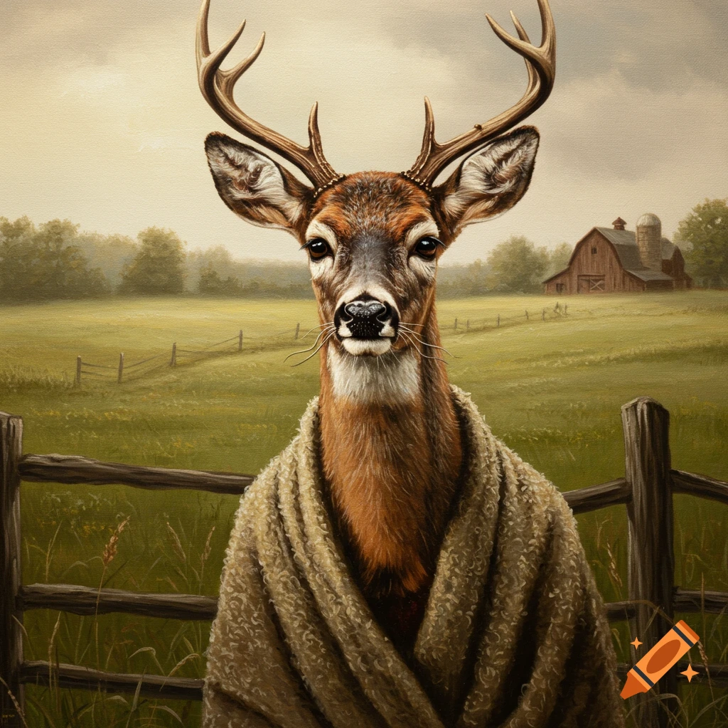 A Disney-style cartoon features an anthropomorphic buck deer in a brown ...