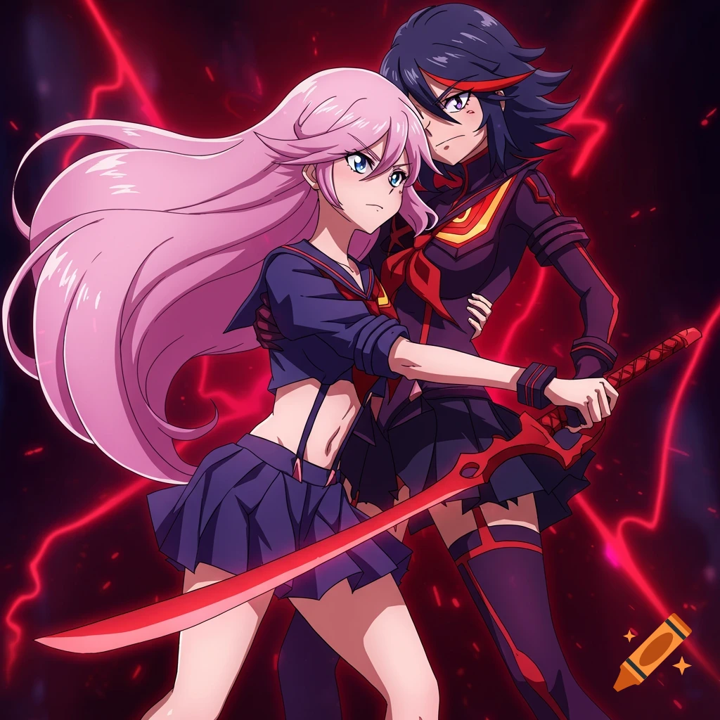 Illustration of a pink-haired anime girl in knight armor on Craiyon