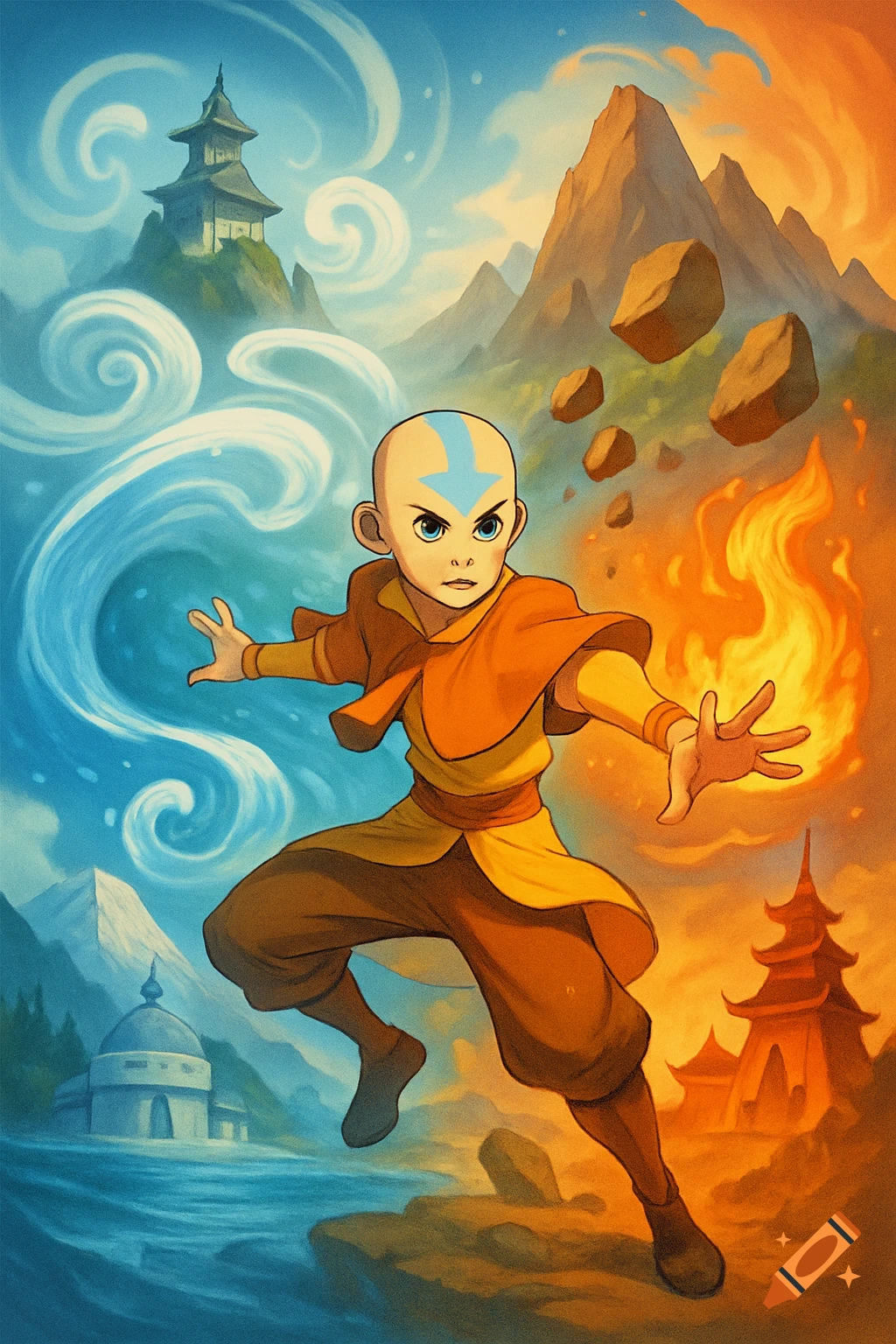 Korra from Avatar: The Legend of Korra in a dynamic pose, bending water ...