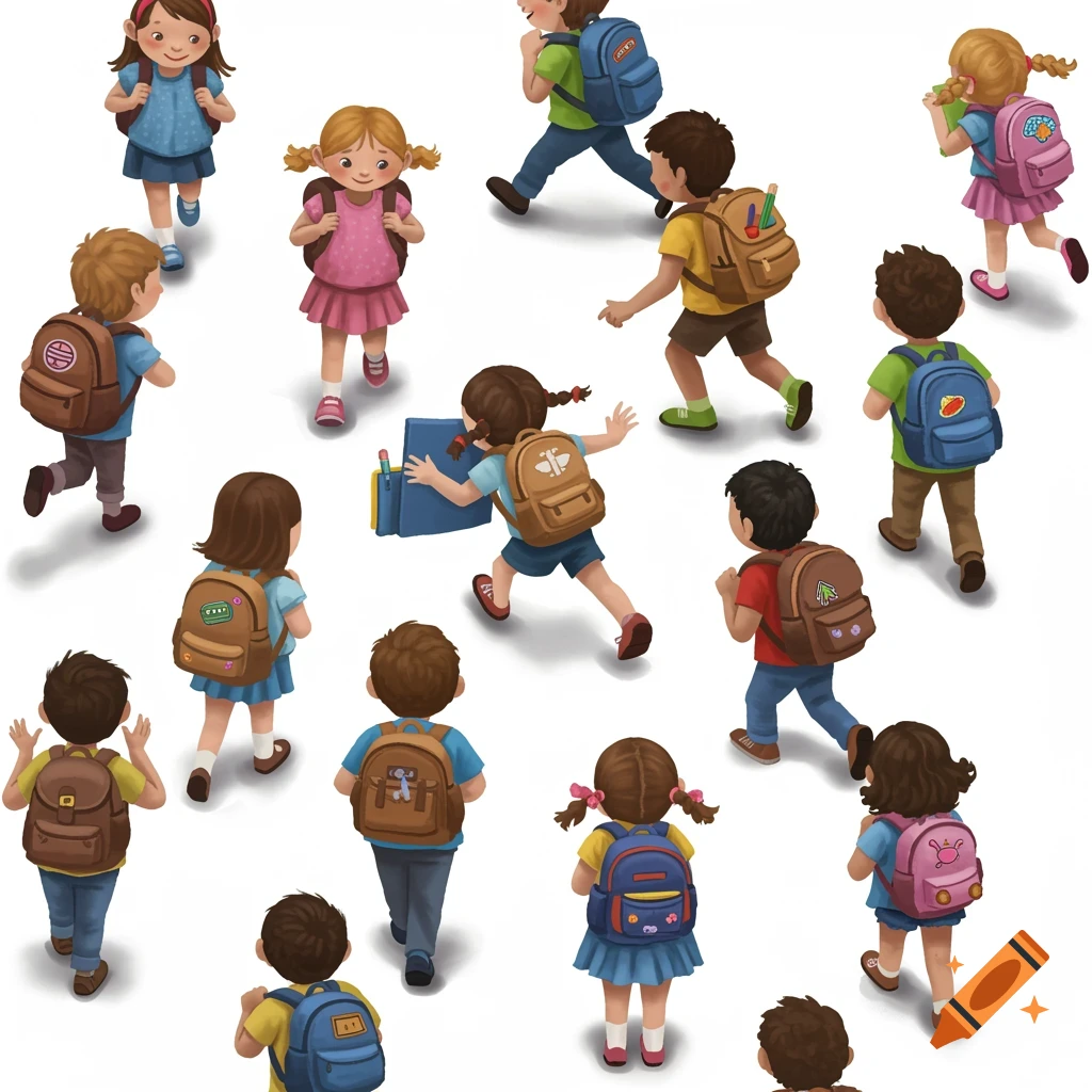 Cartoon illustration of a fast running boy and a slow walking girl with ...