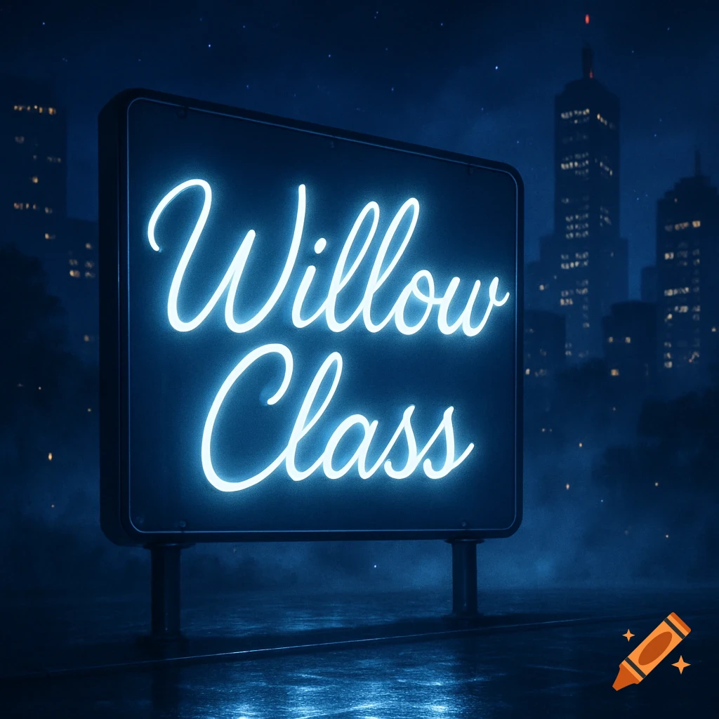 Blue neon sign spelling HALLO hanging above a wet, reflective city street at night, with bokeh ...