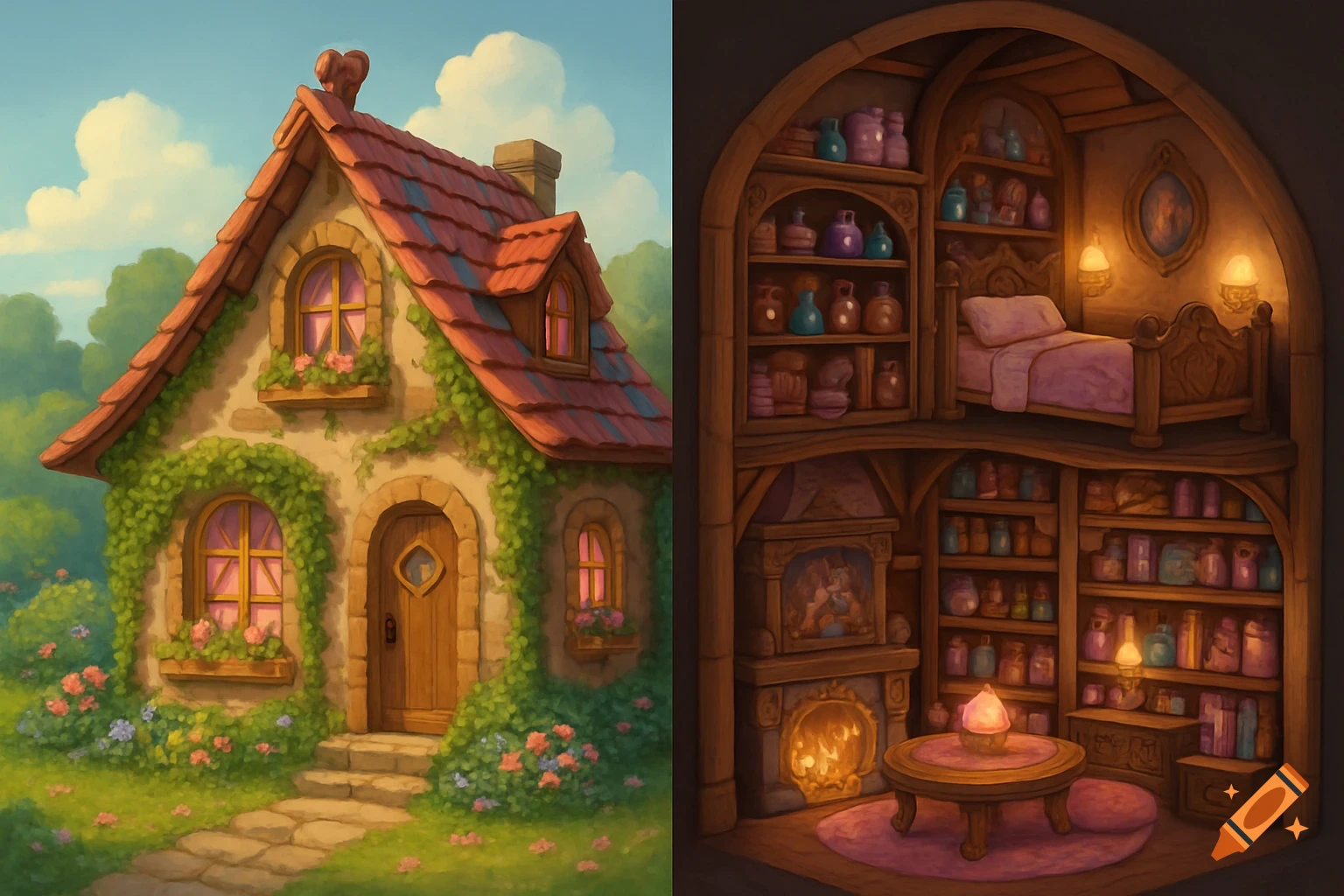 A whimsical illustration of a small planet Earth with a house, garden ...