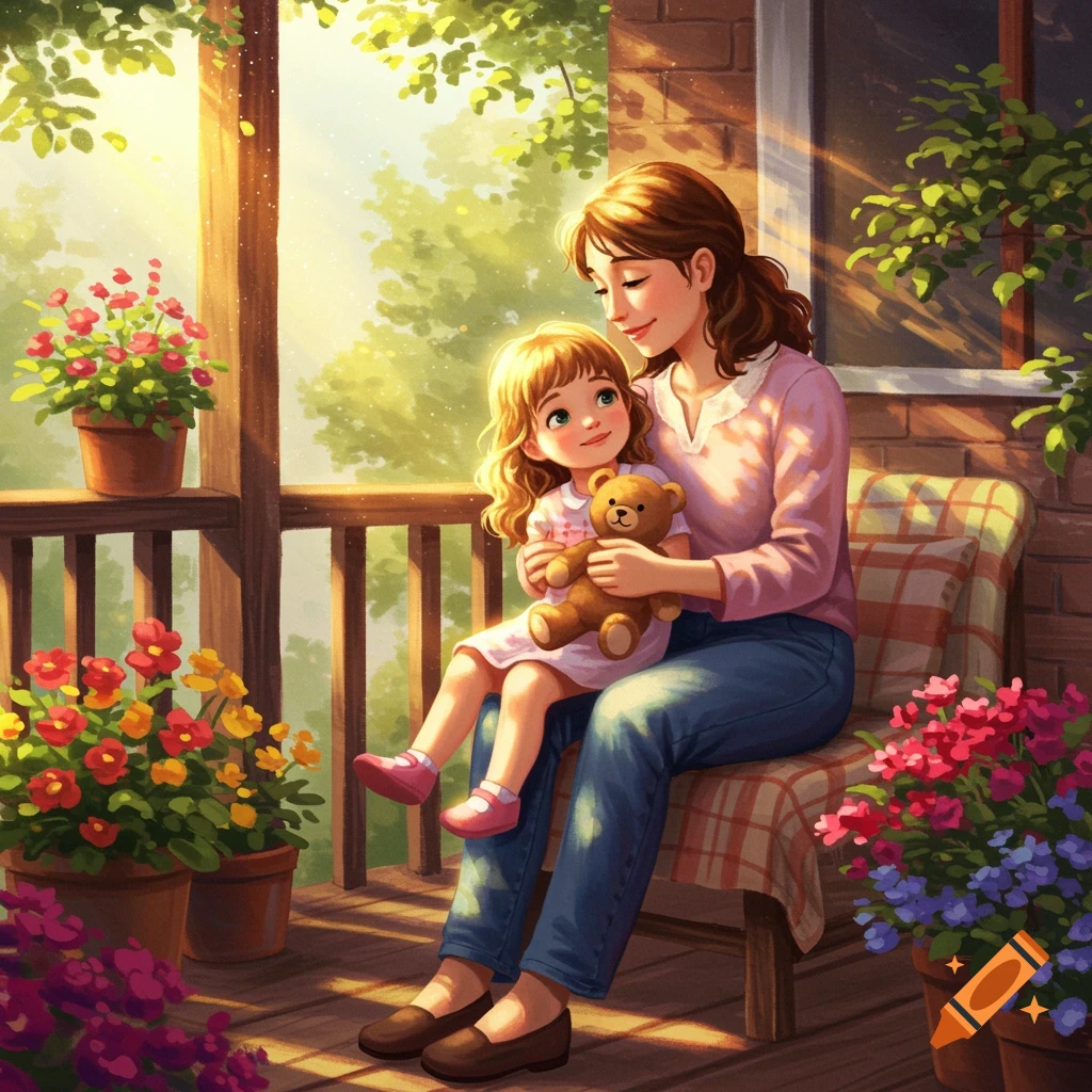 A happy family of four, parents and two sons, are cozily gathered by a ...