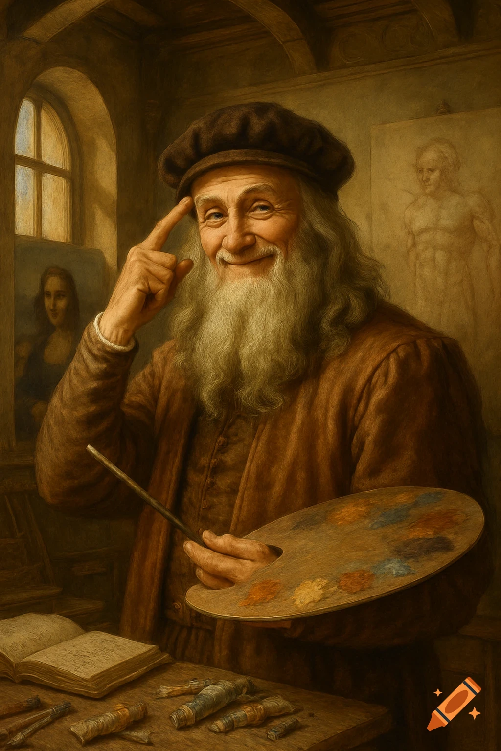 A white-bearded wizard in a blue robe and hat stands in a field with ...