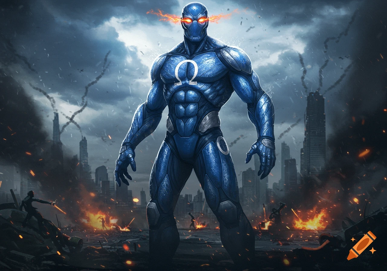 The Thing in blue superhero armor with Superman and Fantastic Four ...