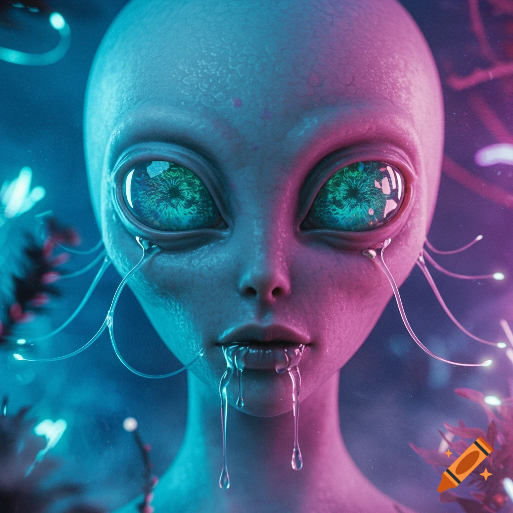 Trippy alien colorful abstract art on Craiyon