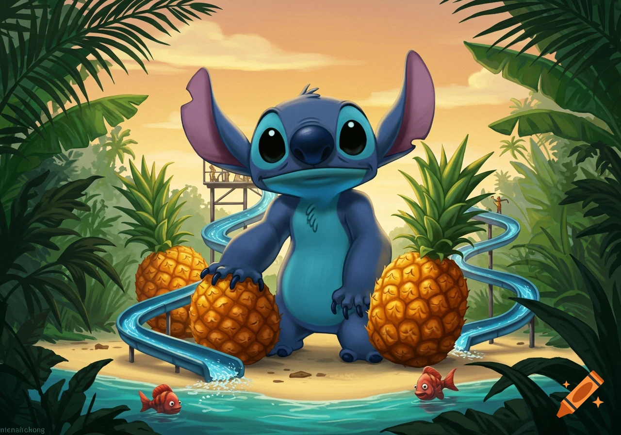 Lilo hugs Angel in a vibrant cartoon style on a grassy hill with ...