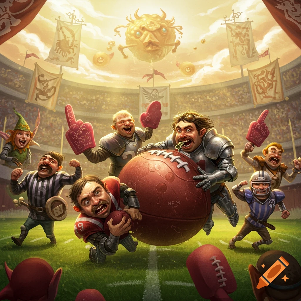 Cartoon caveman in a Green Bay Packers #13 jersey stands on a football ...