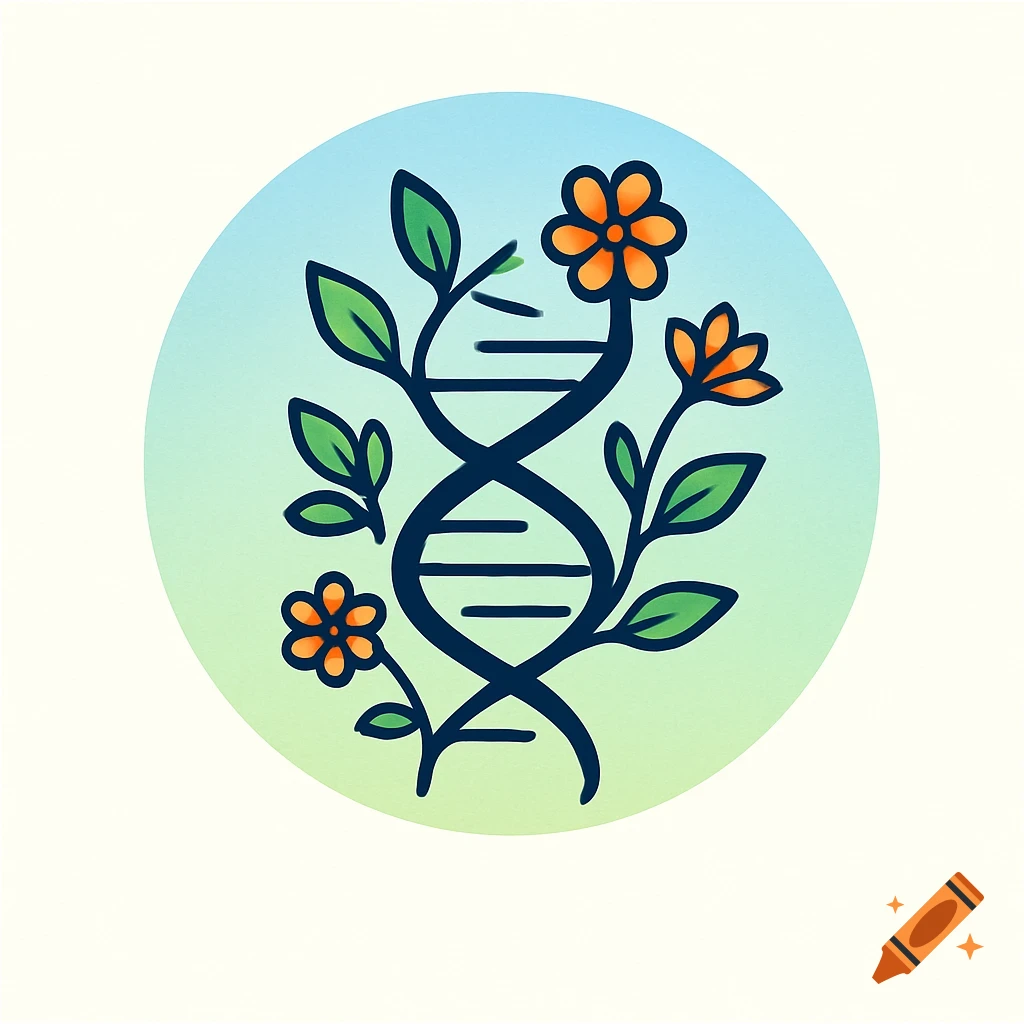 A dark blue logo featuring a stethoscope intertwined with a DNA helix ...