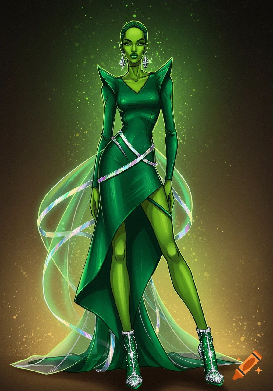 Digital art of a smiling blonde woman in a candy cane minidress ...