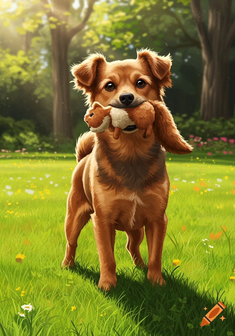 Two muscular anthropomorphic Labrador dogs, one yellow and one brown ...