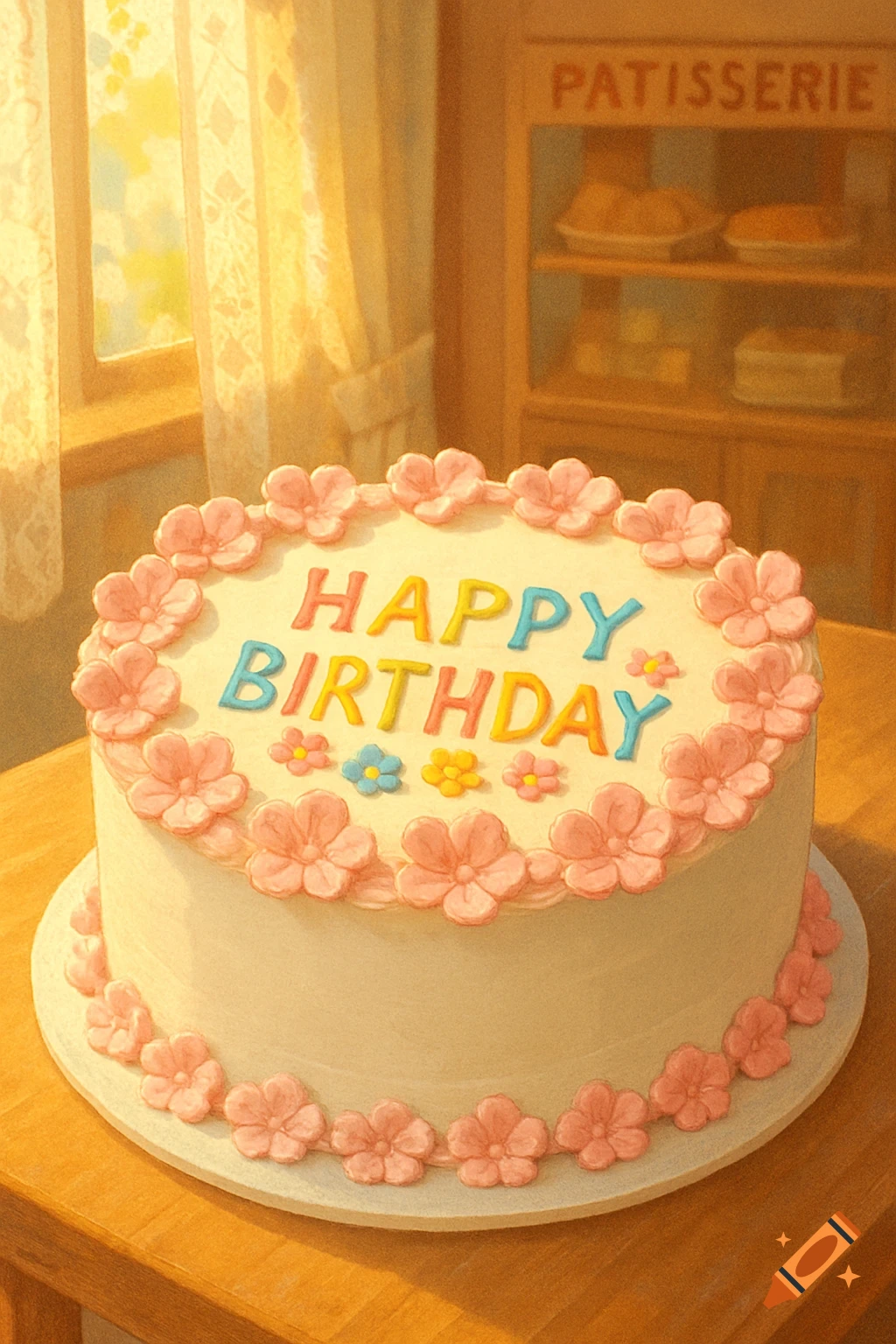 Colorful bubble letters spelling 'Happy Birthday' with hearts, stars ...