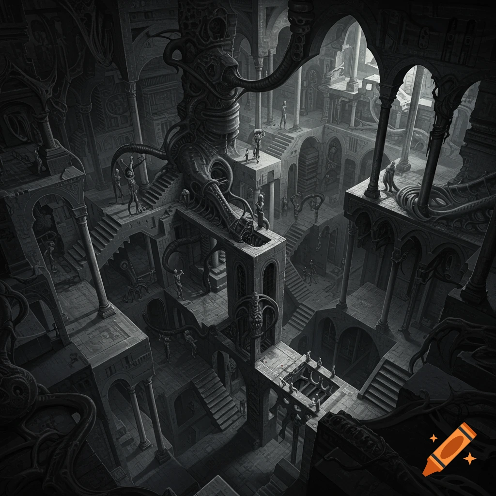 Intricate hyper-realistic ultra-modern haunted airport with astronaut ...