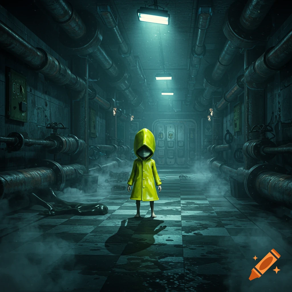 An evil snowman scientist with red eyes and clawed hands stands in a ...