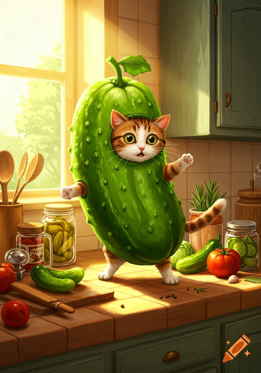 Cartoon bipedal cucumbers enjoying a meal of various Indian dishes on a ...