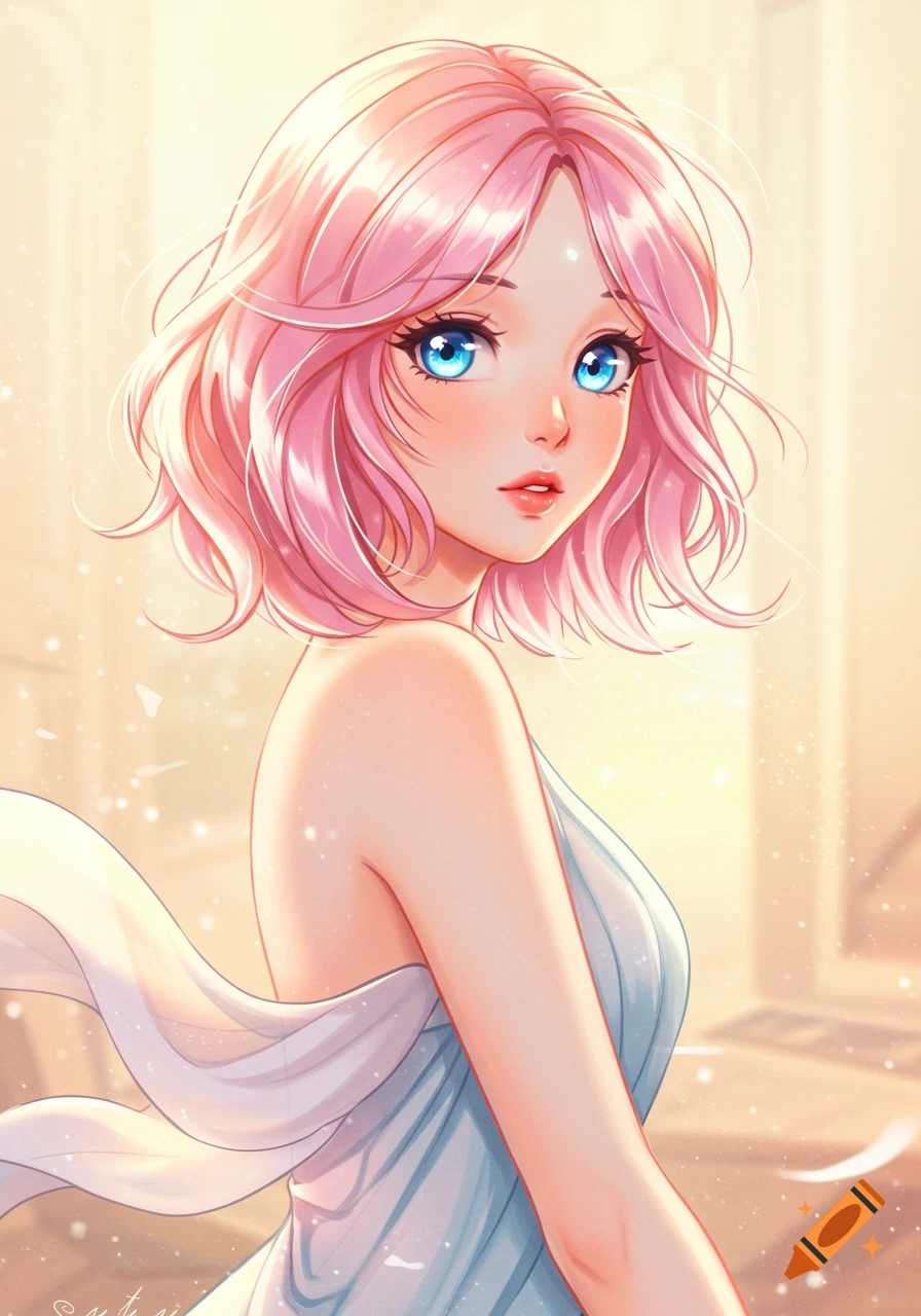 Sakura from Naruto reimagined as a pink slime girl, with glowing green ...