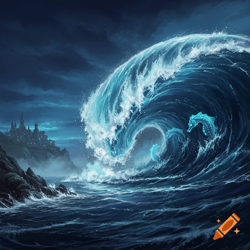 Prehistoric Ark ship in a storm at sea with wind, waves, and lightning on Craiyon