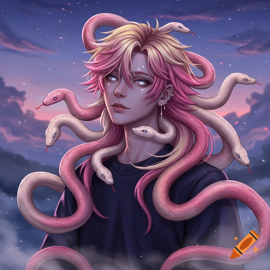 Anime illustration of Eri with spiral eyes and a smile, wrapped in a ...