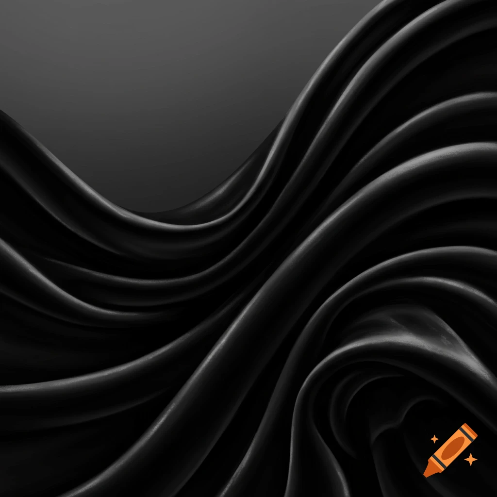 Abstract flowing black velvet fabric with deep folds and subtle ...